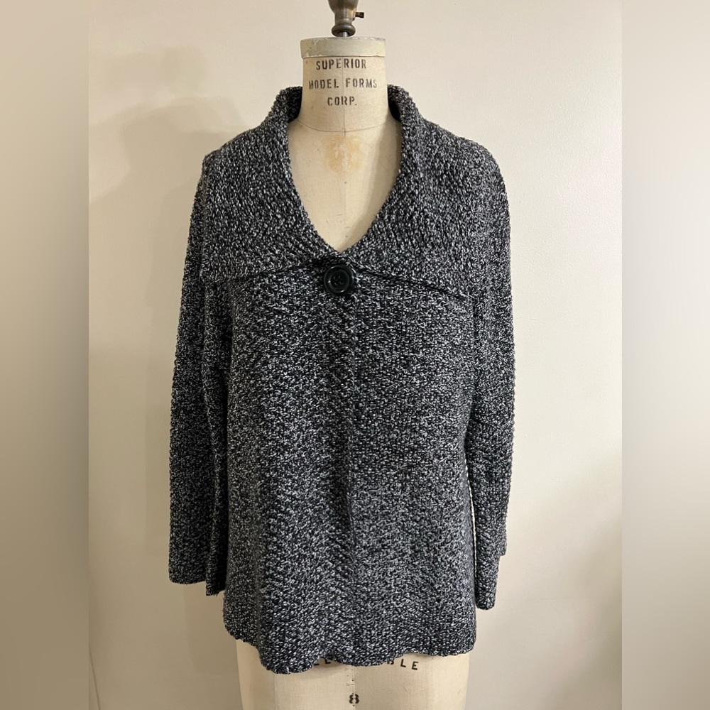 Jm Collection Open Front Black/White Cardigan Knit Sw… - Gem